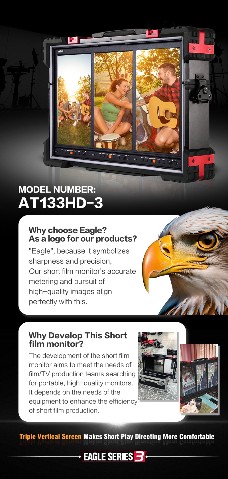 Eagle Series No.3 AT133HD-3 Vertical Screen Short Drama Monitor - Ruige ...